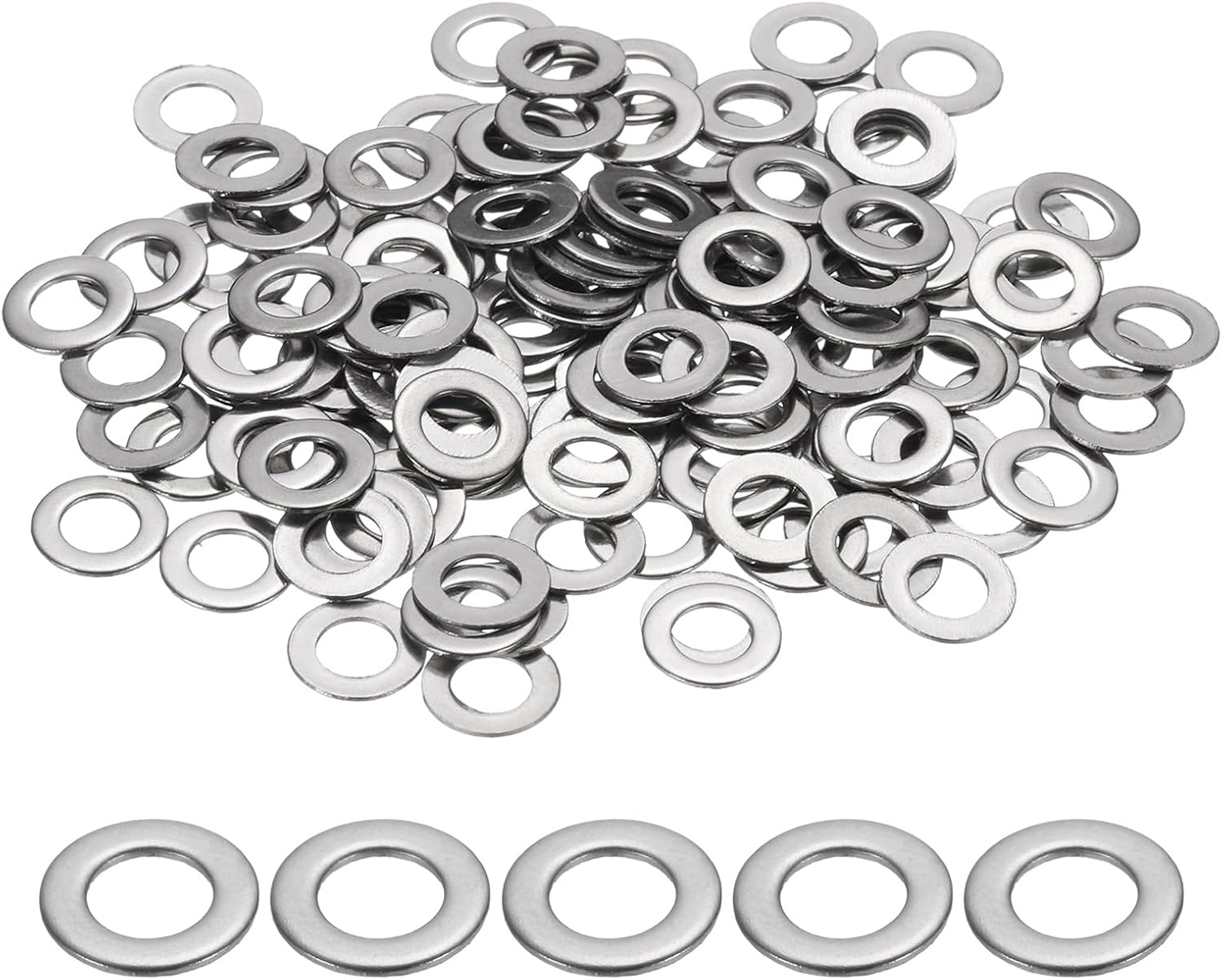Amazon.com: uxcell M4 Flat Washer for Screw, 200Pcs 304 Stainless Steel ...