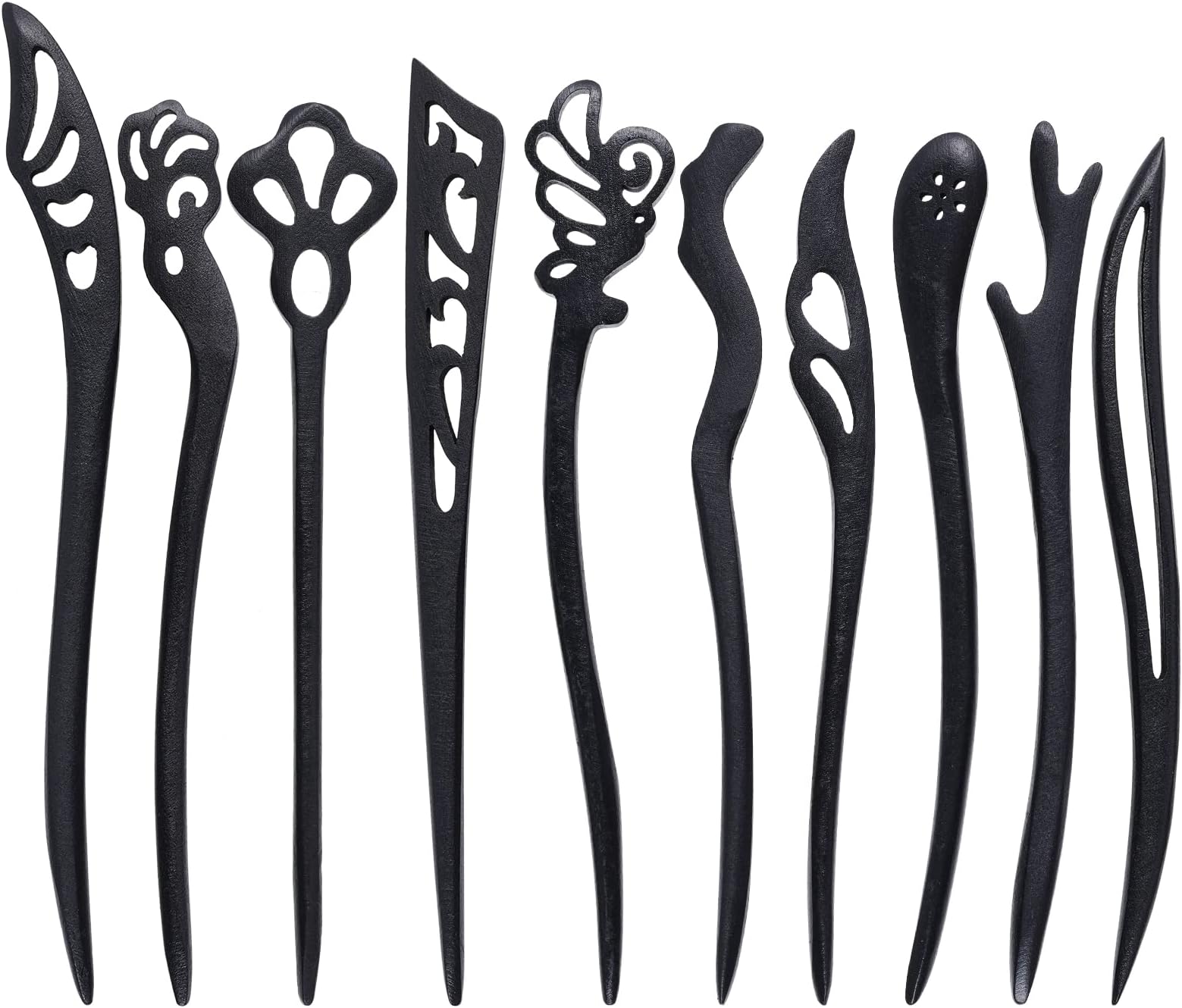Amazon.com : JIYIN 10 Pcs Wooden Hair Sticks, Chinese Traditional Hair ...