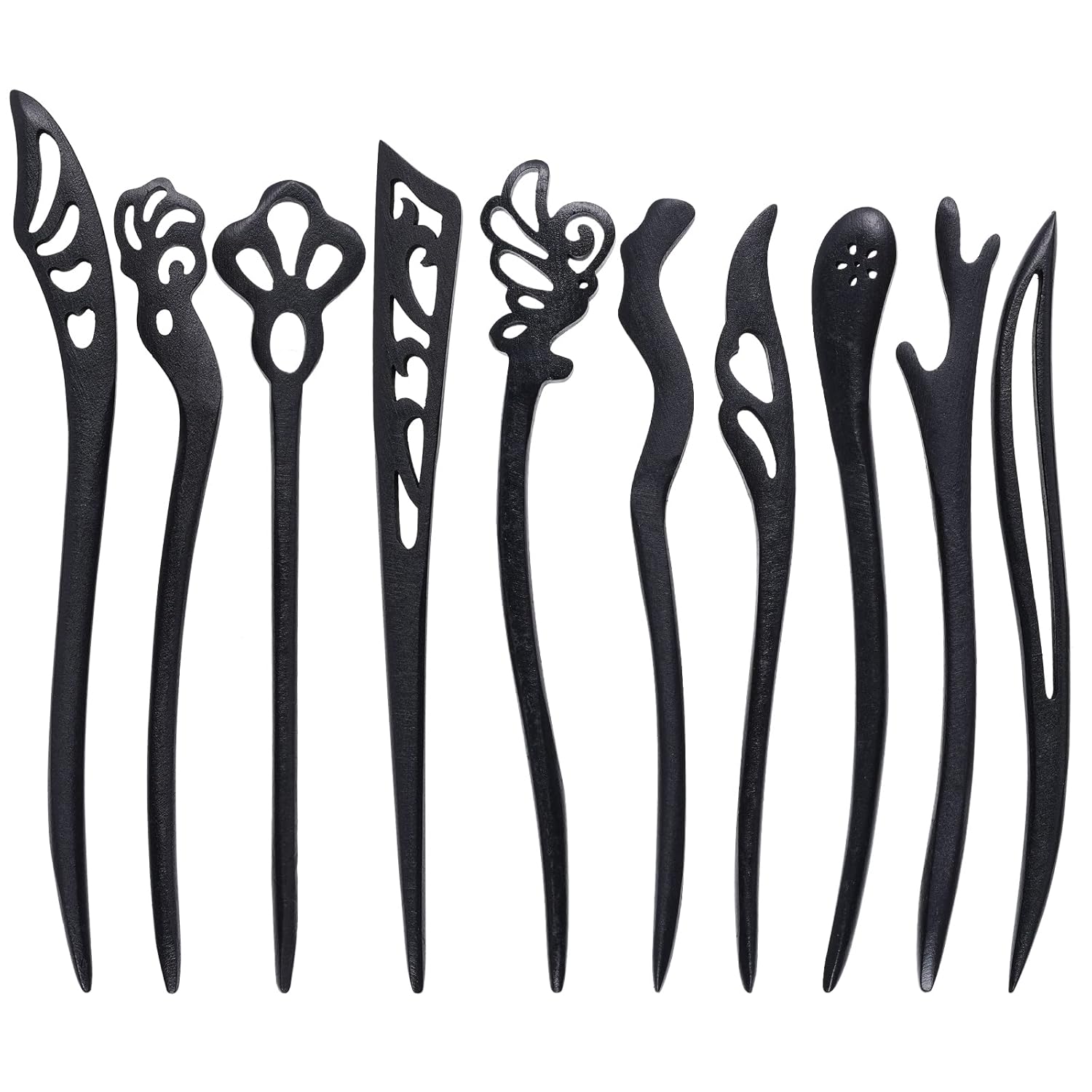Amazon.com : Miayon 10 Pieces Wooden Hair Sticks Chinese Chignon ...