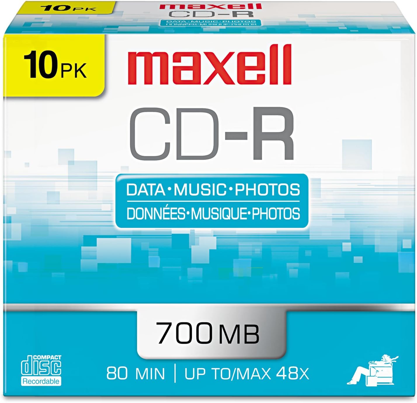 Amazon.com: Maxell 648210 CD-R Discs, 700MB/80min, 48x, w/Slim Jewel ...