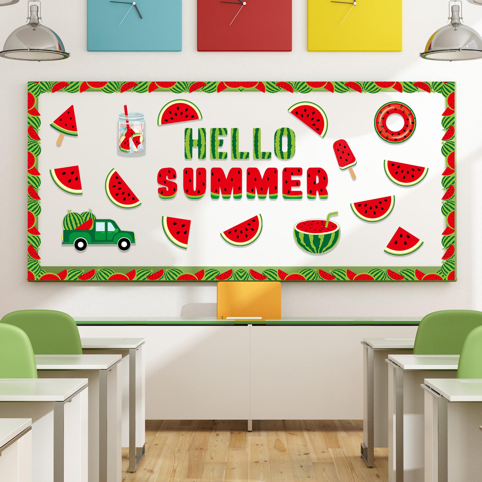 Snapklik.com : 49 PCS Hello Summer Paper Bulletin Board Set Watermelon ...