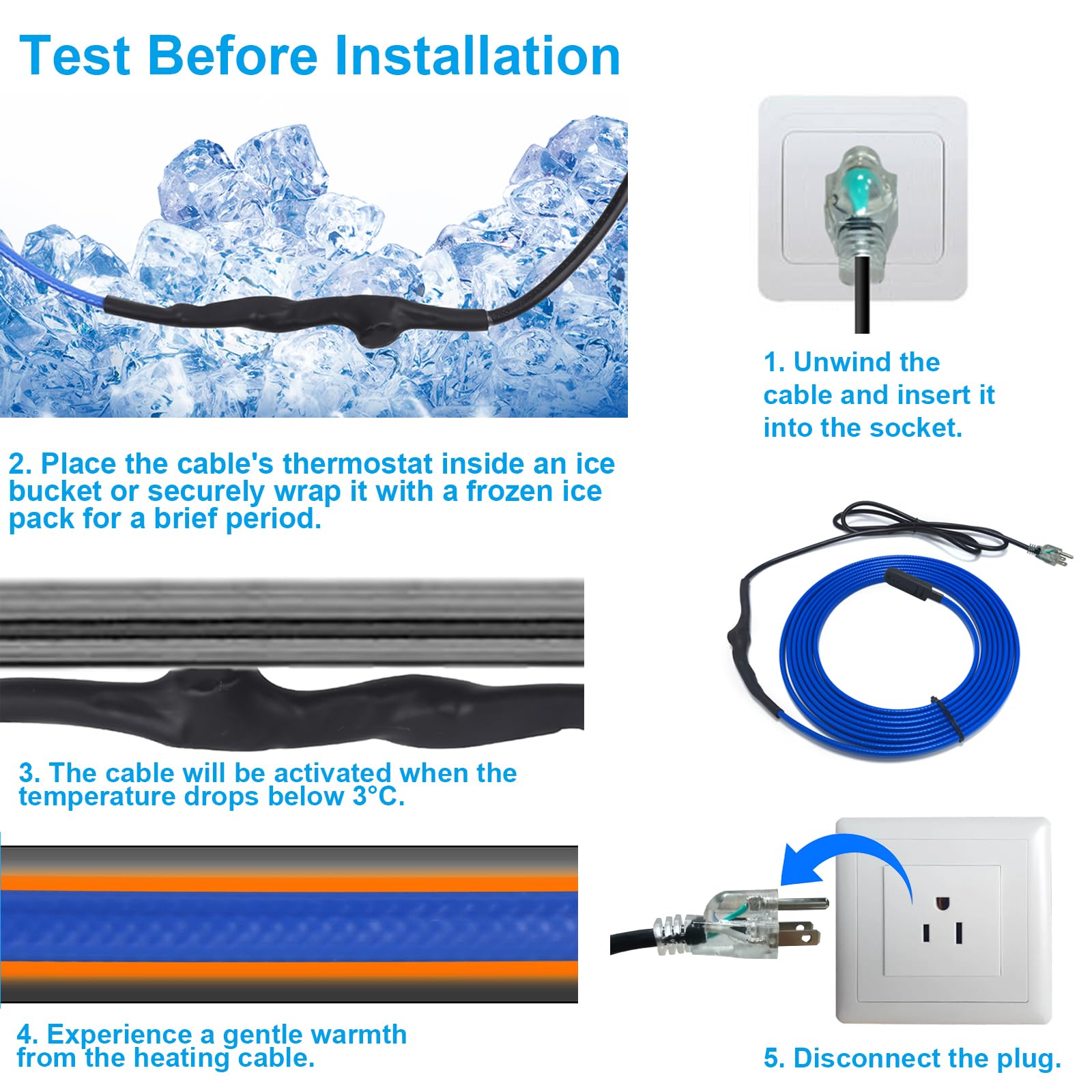 Snapklik.com : Self-Regulating Deicing Heating Cable For Pipe Frost ...