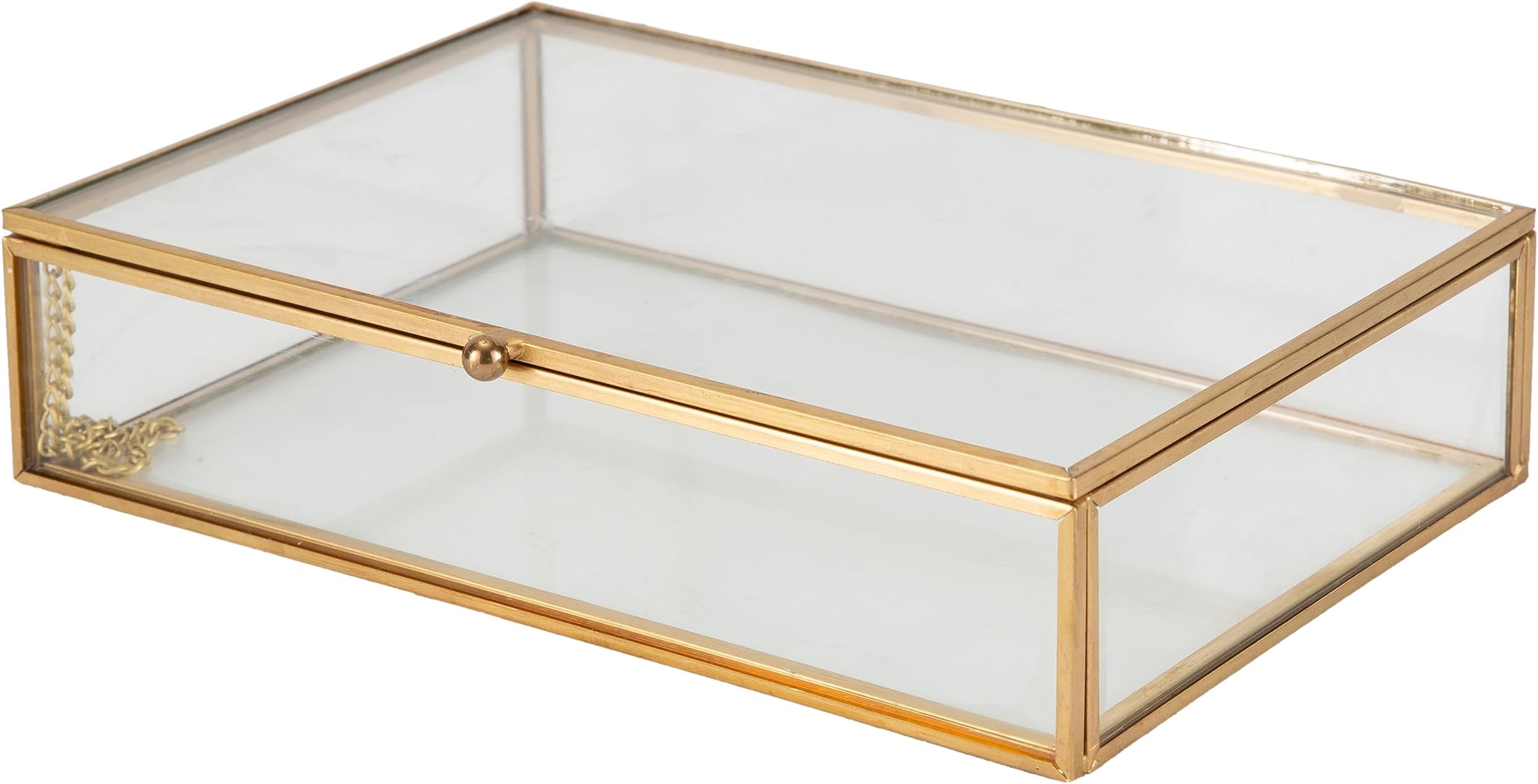 Amazon.com: Kendiis Glass Jewelry Box Set, 2pcs Vintage Rectangle Gold ...