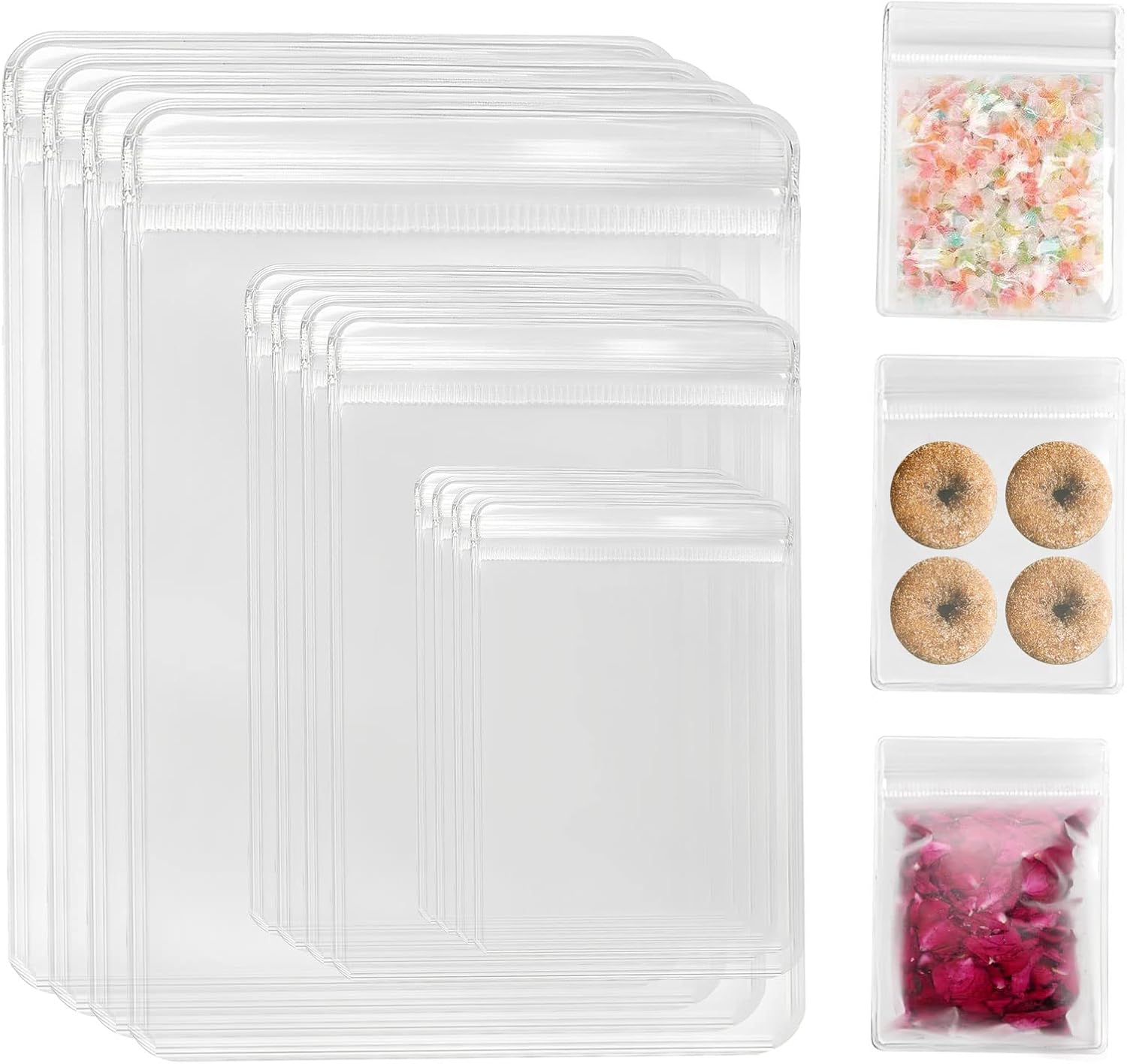 BLMHTWO 60 Pieces Small Ziplock Bag Self Seal Jewelry Bags Clear PVC ...