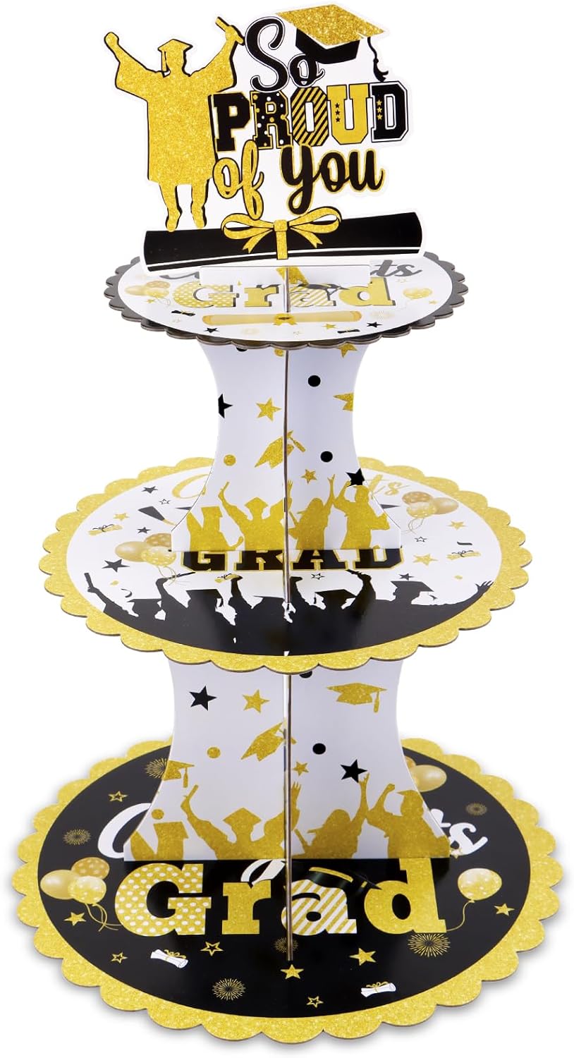 Amazon.com: SICOHOME Graduation Cupcake Stand 3 Tier Cupcake Stand for ...
