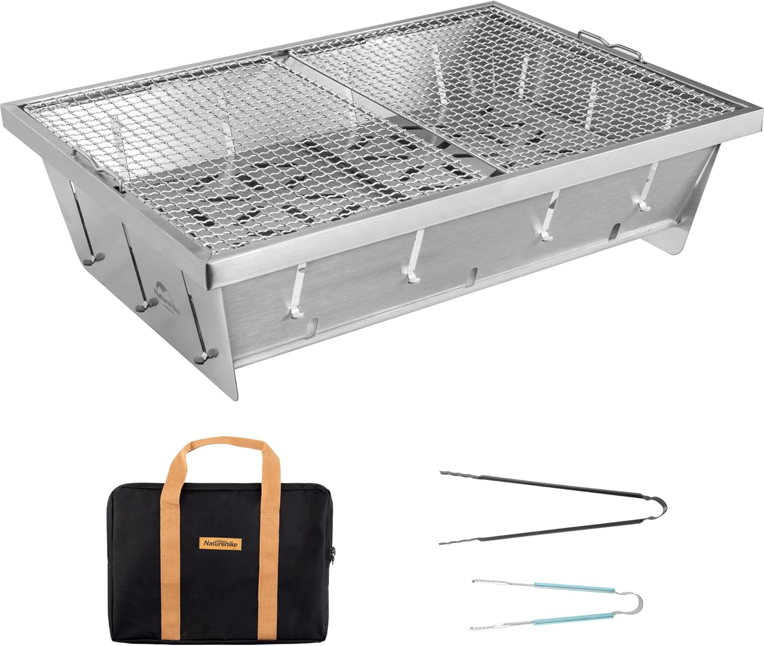 Amazon.com: Naturehike Large Size Camping Charcoal Grill for IGT Table, Folding Barbecue Grill ...