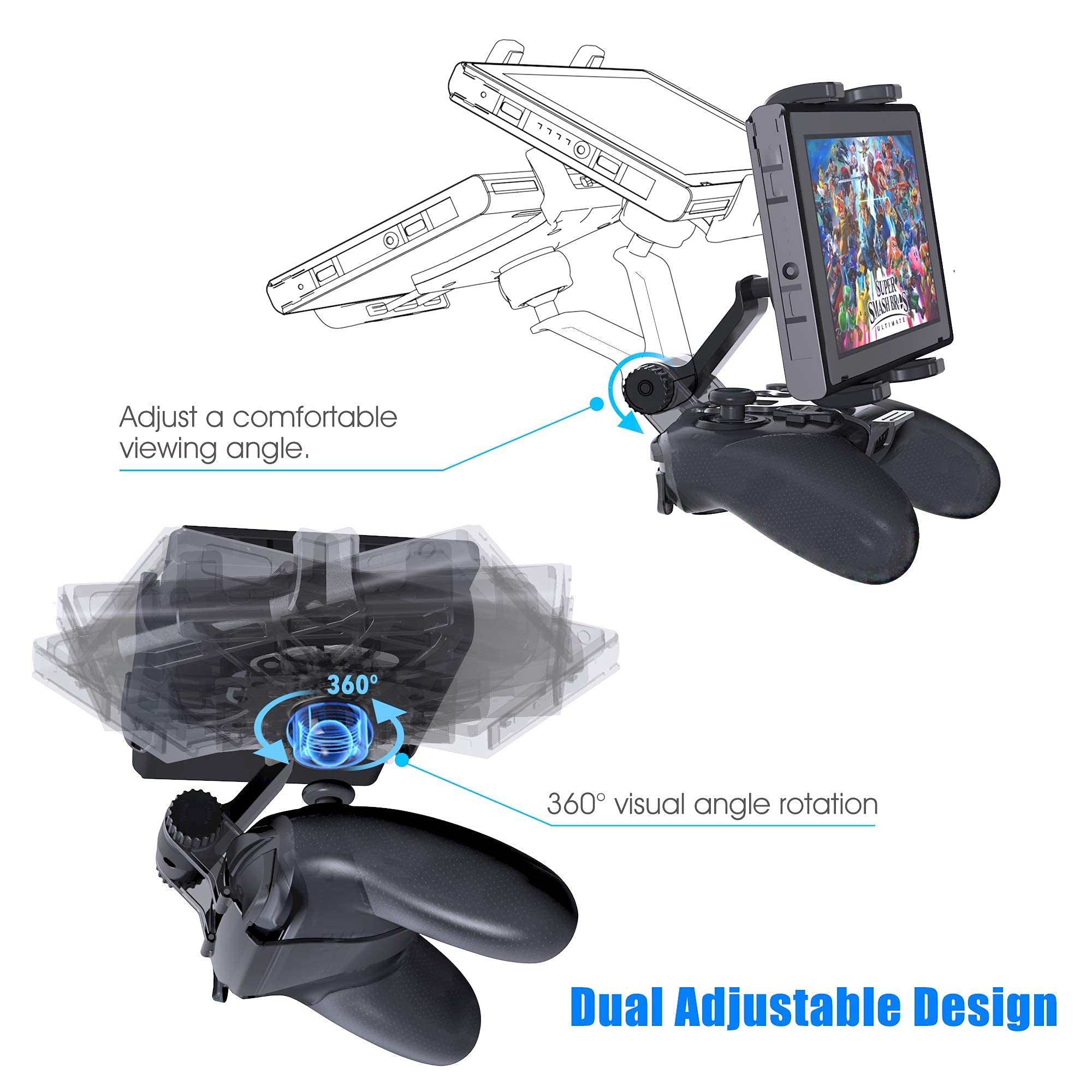 KDD Switch Pro Controller Clip Mount for Nintendo Switch/Switch Lite, Adjustable Clip Clamp ...