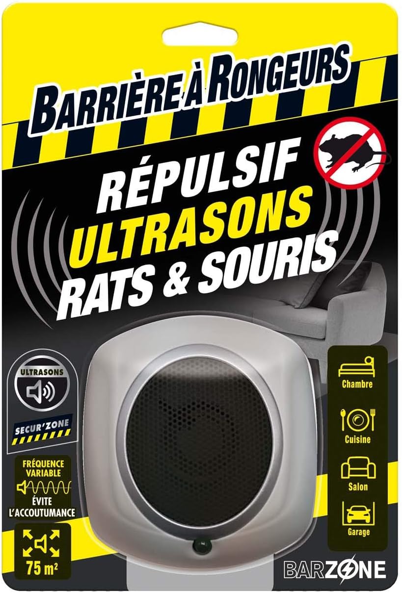 BARRIERE A RONGEURS Répulsif Ultrasons Rats et Souris, Jusqu’à 75 m² ...