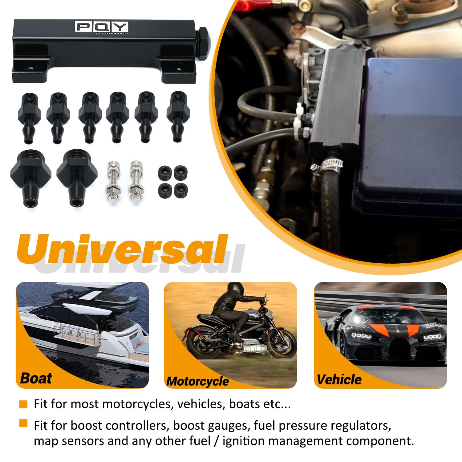 Snapklik.com : 6 Port Vacuum Block Intake Manifold Kit Intake Fuel ...