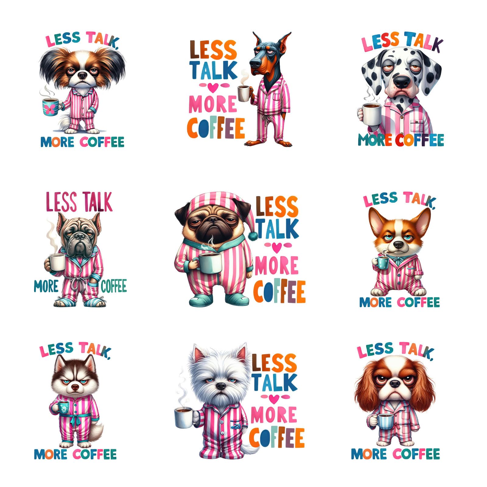 Amazon.com: 9pcs Coffee Dogs Iron On Decals Thermal Transfer Stickers ...