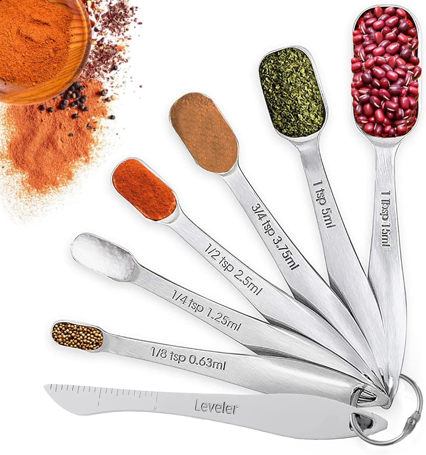 Amazon.com: Measuring Spoons, 7Pcs Heavy Duty Stainless Steel Metal ...