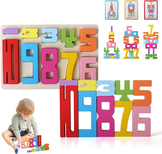 Zahlenbausteine, Holz Zahlenblocks Montessori Spielzeug Ab 3 4 5 6 ...