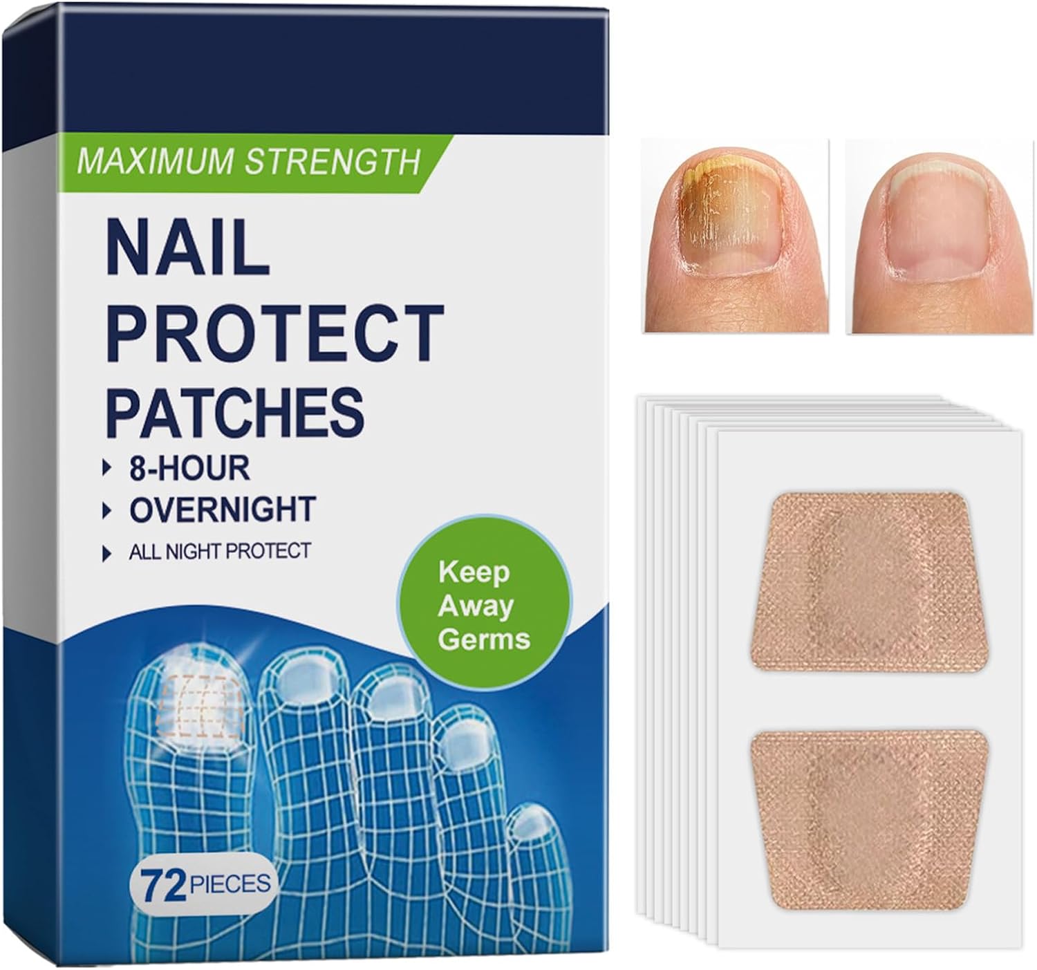 Toenail Fungus Treatment Extra Strength, 72Pcs Fungal Nail Patches ...