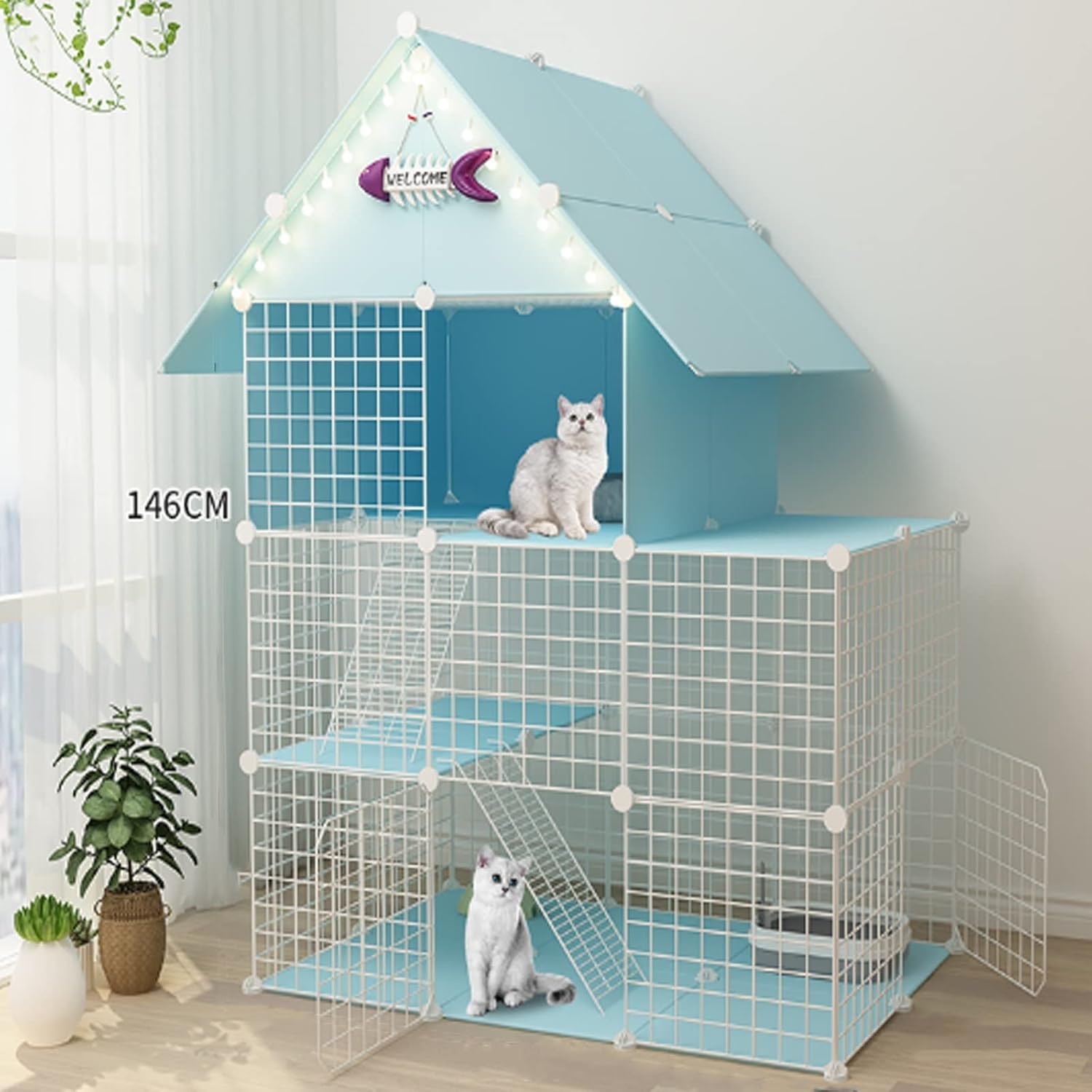 Amazon.com: Cat Cages Indoor with Roof and Door, Cat Playpen, Cat Pen ...