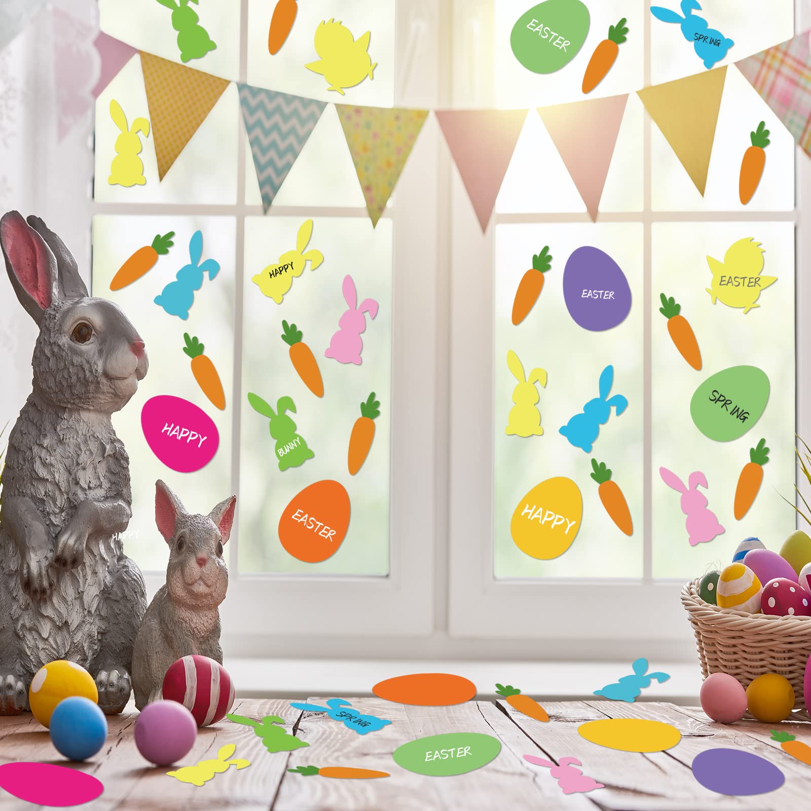 Snapklik.com : 108 Pcs Easter Colorful Cutouts Bunny Egg Chick Carrots ...