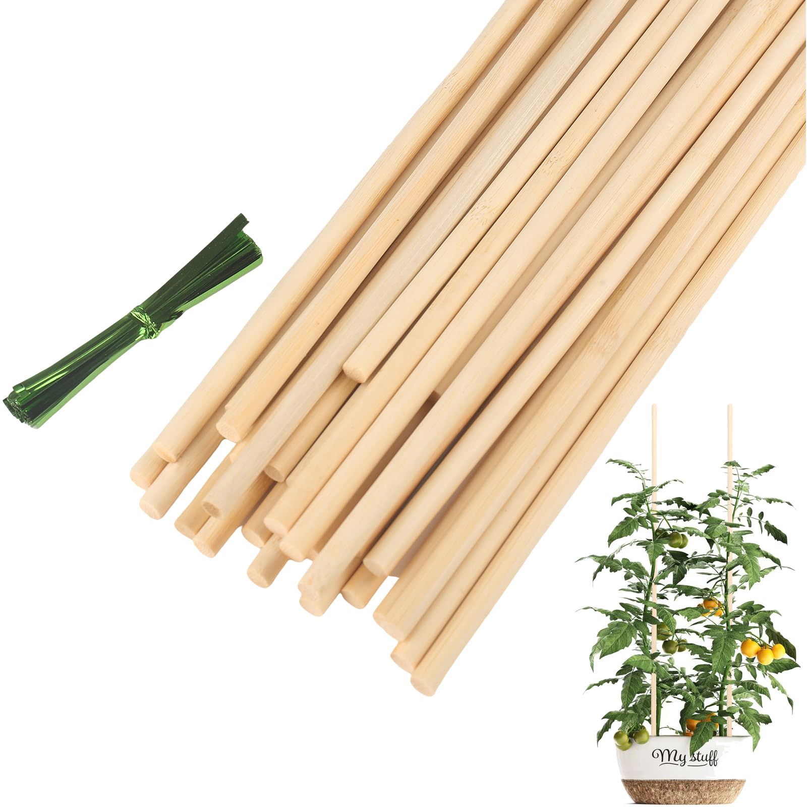 Amazon.com : 28 PCS Bamboo Plant Stakes, 18 Inches Wooden Plant Stakes ...