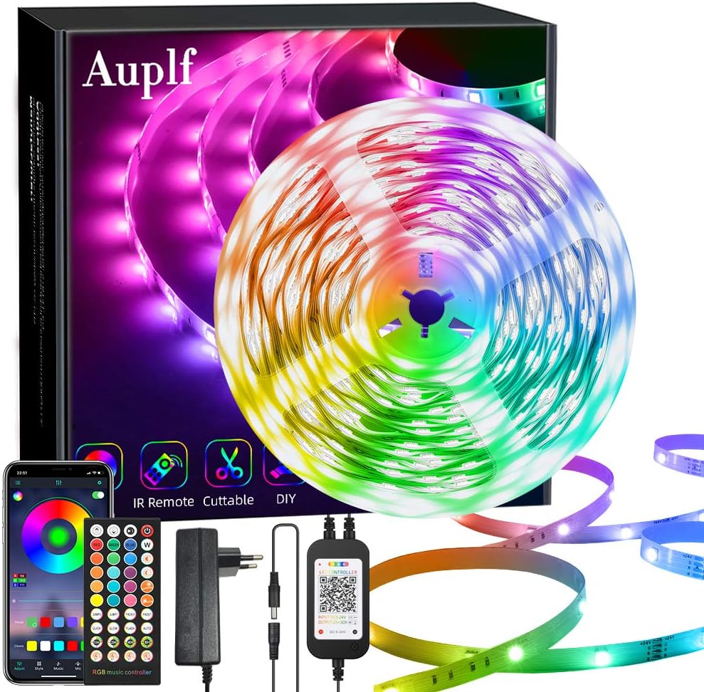 LED Strip Streifen 20m mit Fernbedienung & App & Musik Sync, RGB ...
