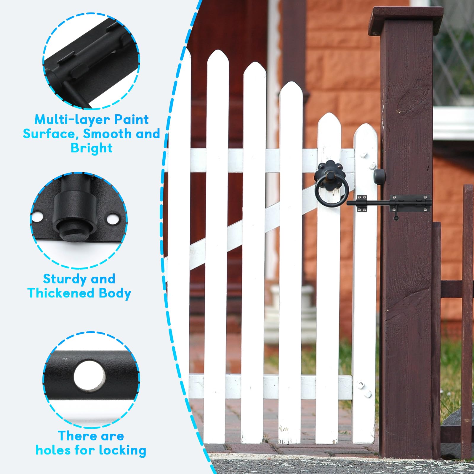 Lxoraziy 6 Inch Heavy Duty Slide Gate Latch Bolt Safety Door Lock with ...