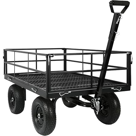 Millside Metal Deck Wagon with Flat Free Tires, Green - EFRW-G-FF