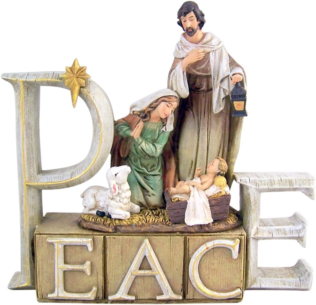 Amazon.com: Peace Holy Family Nativity 9 x 8 Inch Resin Tabletop ...