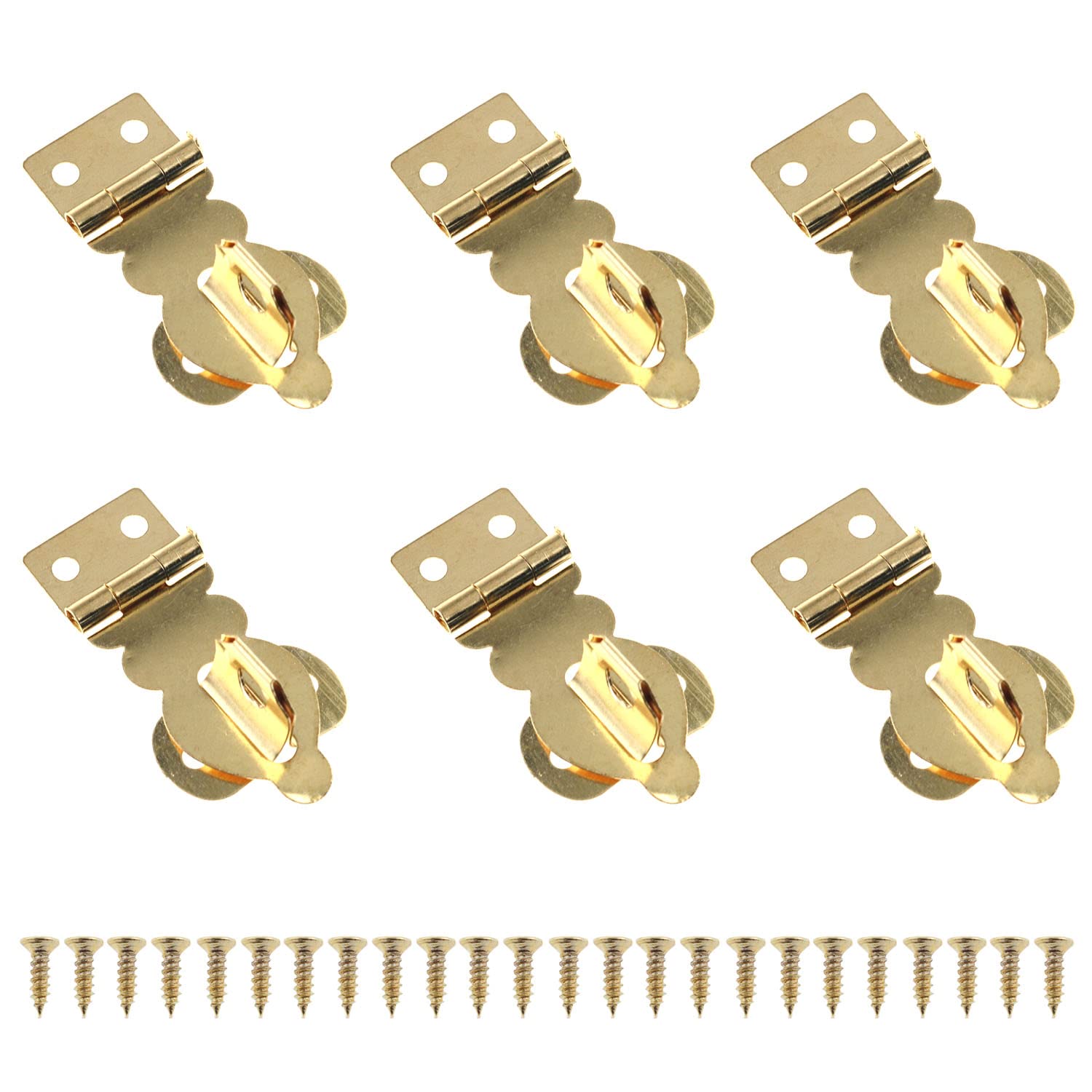 HJGarden 6pcs Brass Solid Padlock Hasp Mini Buckles W/Screws Wooden ...