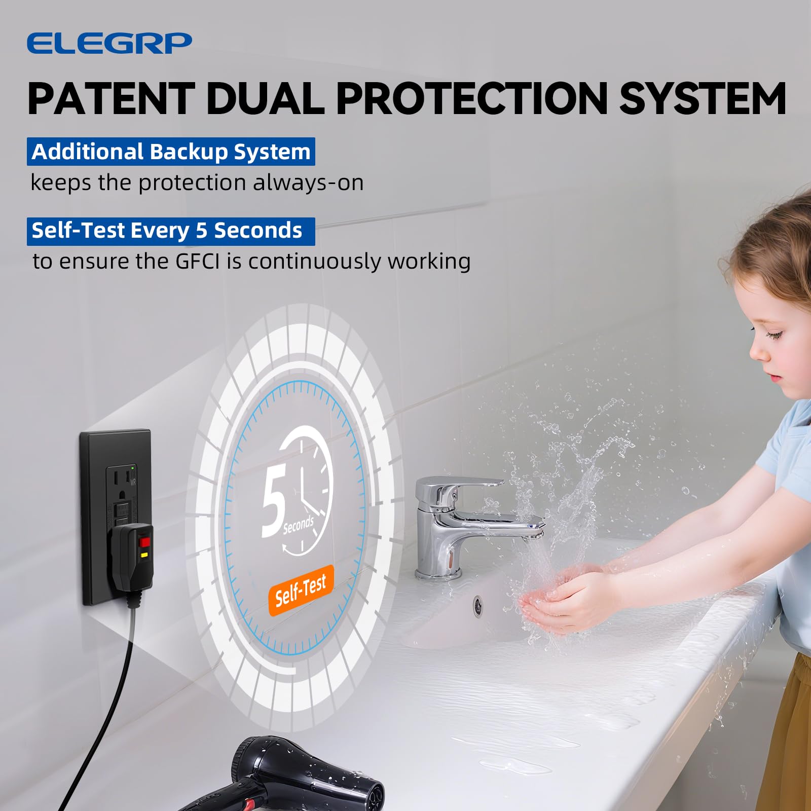 Snapklik.com : GFCI Outlet Outdoor, 15 Amp Self-Test Thinner Design GFI ...