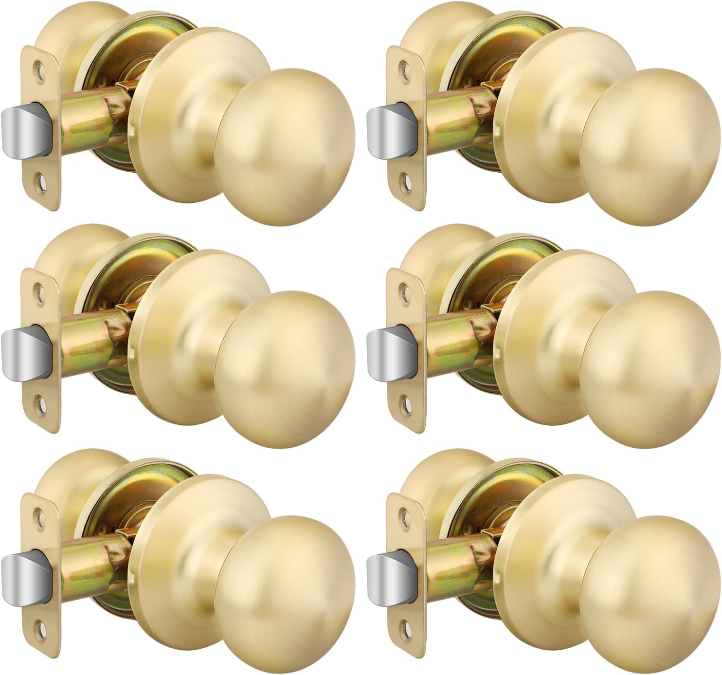 goldenwarm Gold Closet Door Knobs, Passage Door Knobs, Brushed Gold Door knob Without Lock for ...