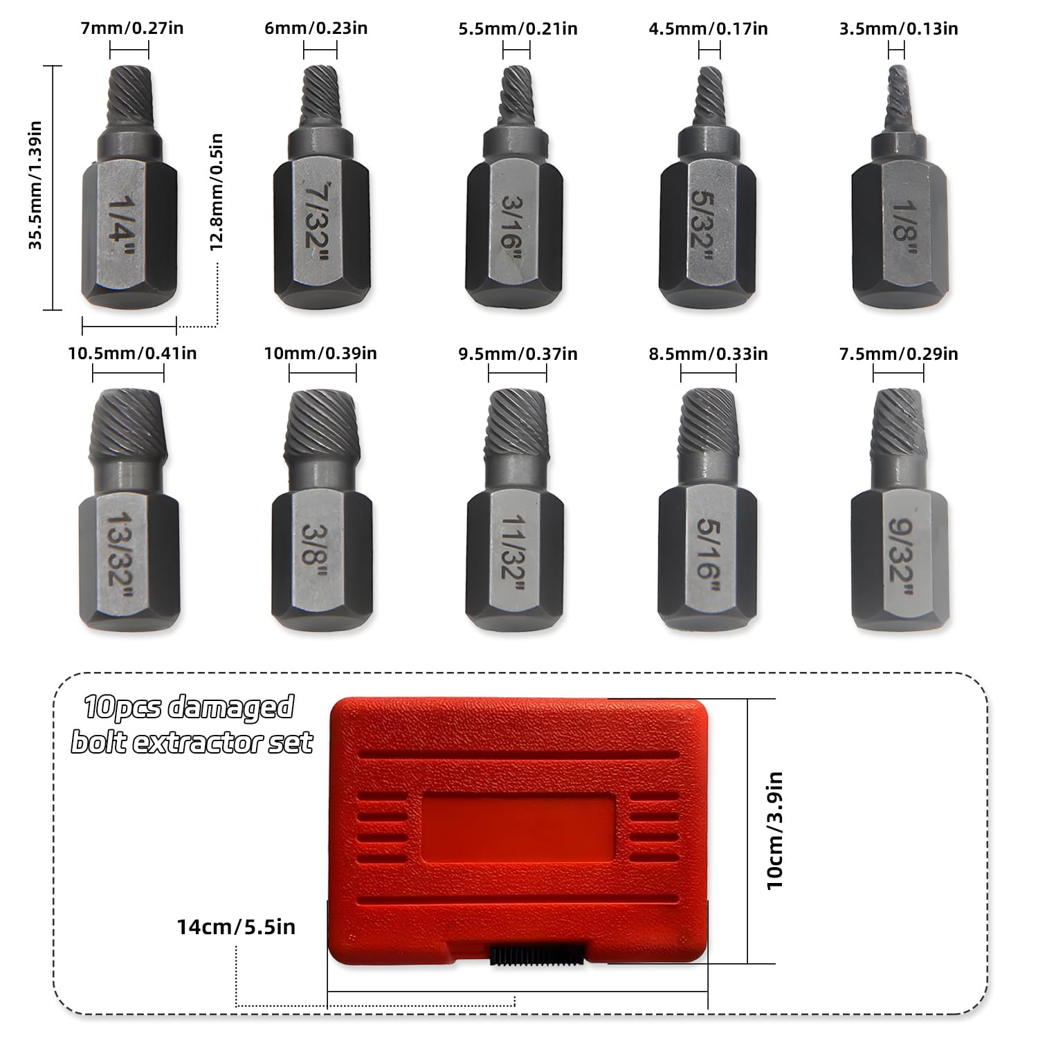 10 pcs Screw Extractor Set, BOSOIRSOU Broken Head Screw Hexagon Socket ...