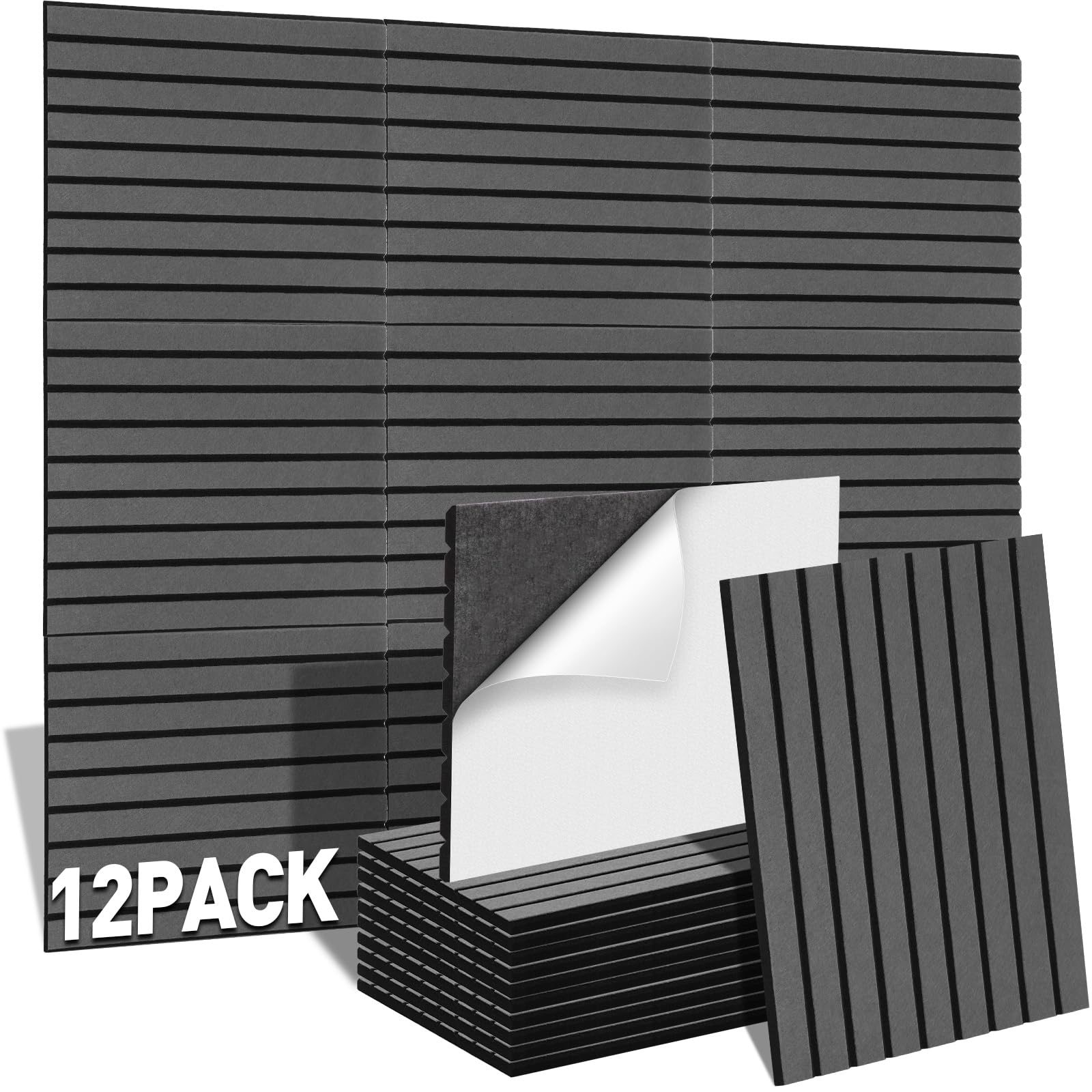 Pushglossy 12 Pack Acoustic Panels with Self Adhesive, 16x12x0.4 in ...