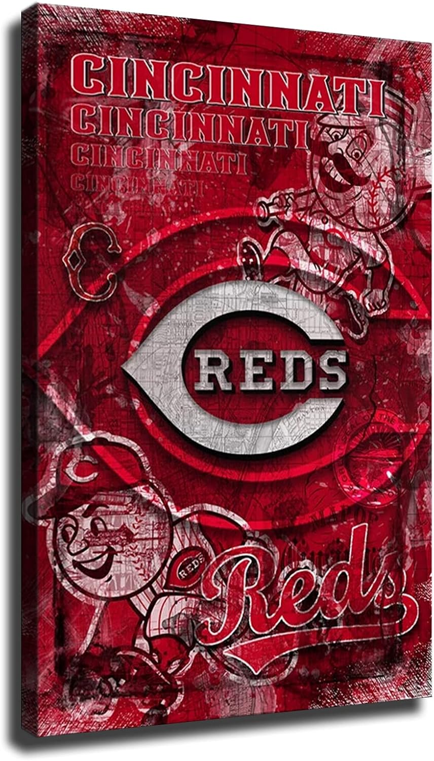 Amazon.com: CINCINNATI Cincinnati Reds Baseball Poster Sports Canvas ...
