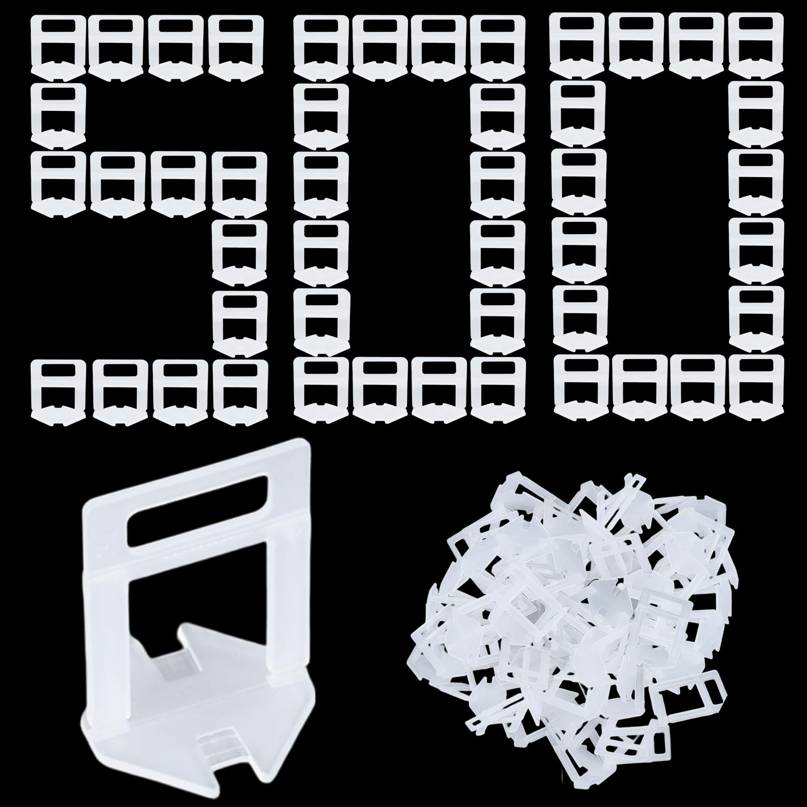 TUAKIMCE 500Pcs Tile Spacer Clips，3mm Tile Leveling System Tile ...