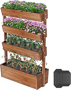Amazon.com: Vertical Raised Garden Bed,4 Tier Wooden Garden Planters ...