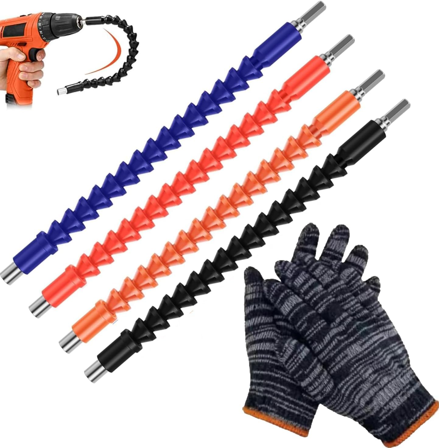 4-Pack Flexible Drill Extensions, Superbit Screwdriver Flexible ...
