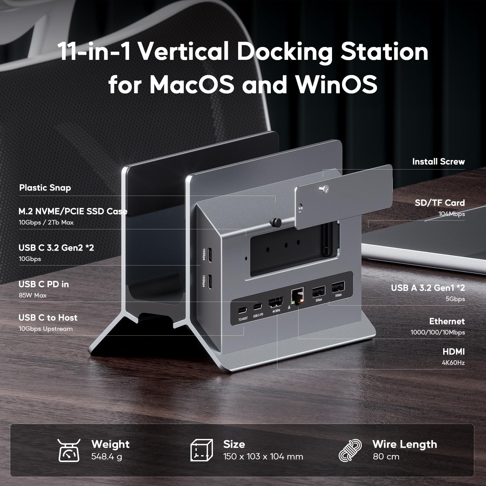 Snapklik.com : Vertical USB C Docking Station For MacBook Pro Air ...