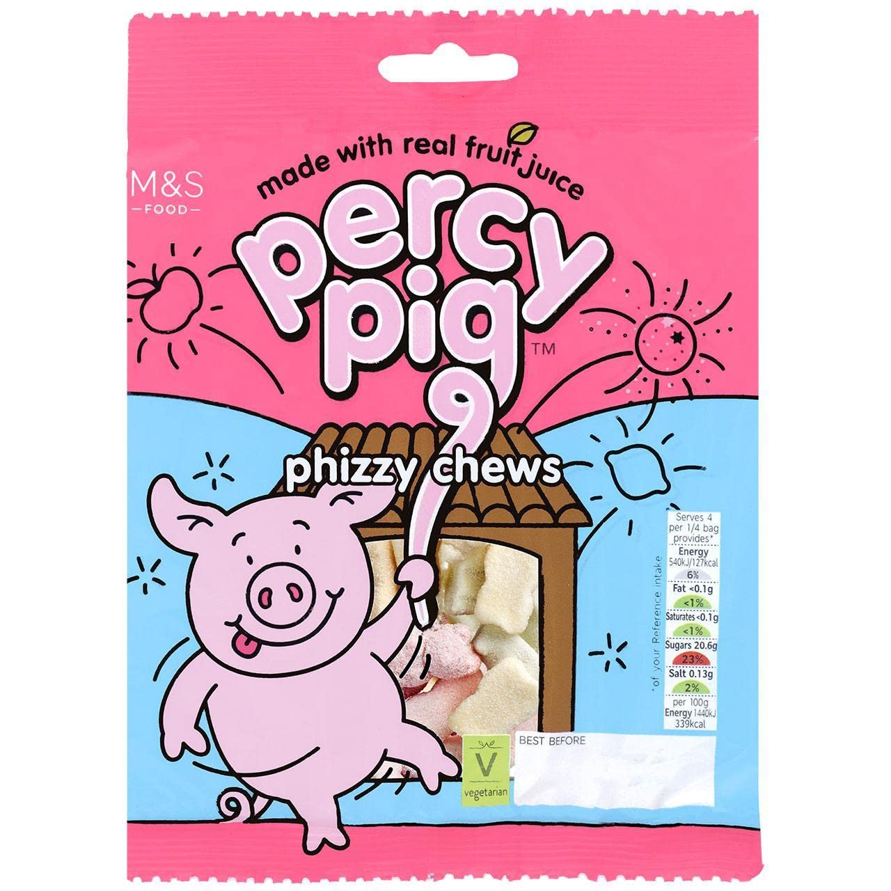 Amazon.com : Marks and Spencers Percy Pig Phizzy Chews 150g made with ...