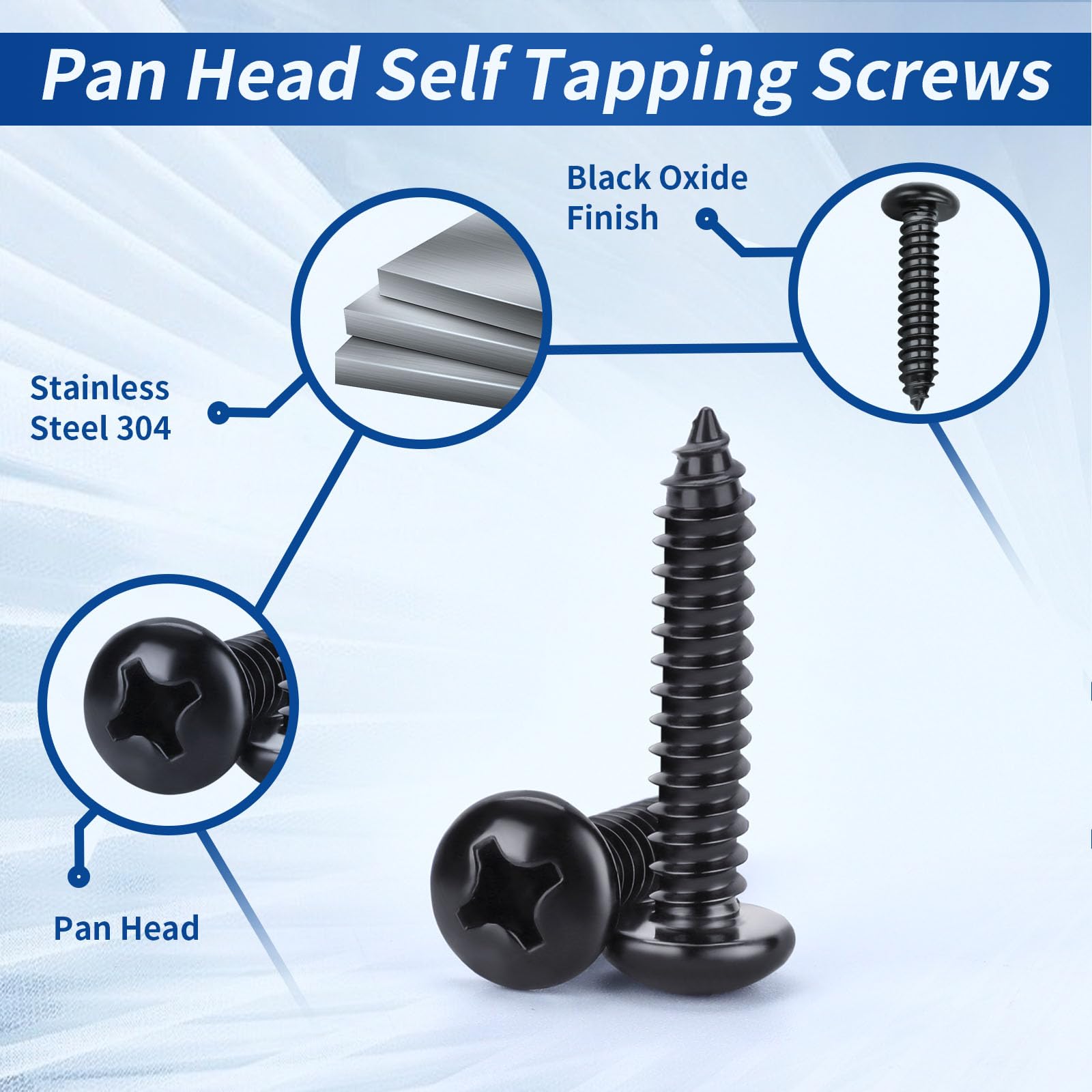 Snapklik.com : #10 X 1 Pan Head Self Tapping Screws Sheet Metal Wood Screws