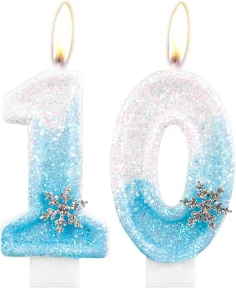 Amazon.com: iNINGER Frozen Snow Themed Birthday Candles,Blue and White ...