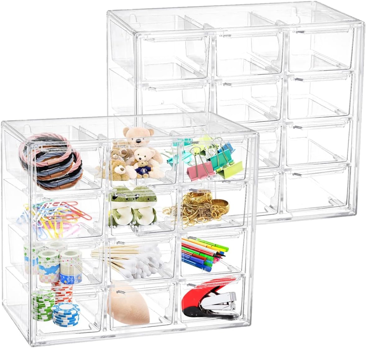 Voittozege 2 Pack Mini Desk Organizer Clear Desktop Craft Drawer ...