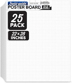 Amazon.com: ArtSkills White Poster Board 22” x 28” with 0.5” Grid ...