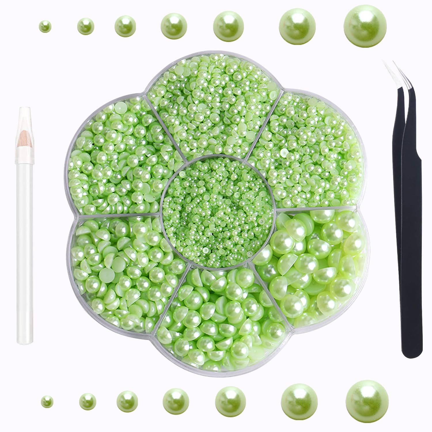 5800pcs Flatback Pearls for Crafts — Mixed Sizes Half Pearl Bead, Flat ...