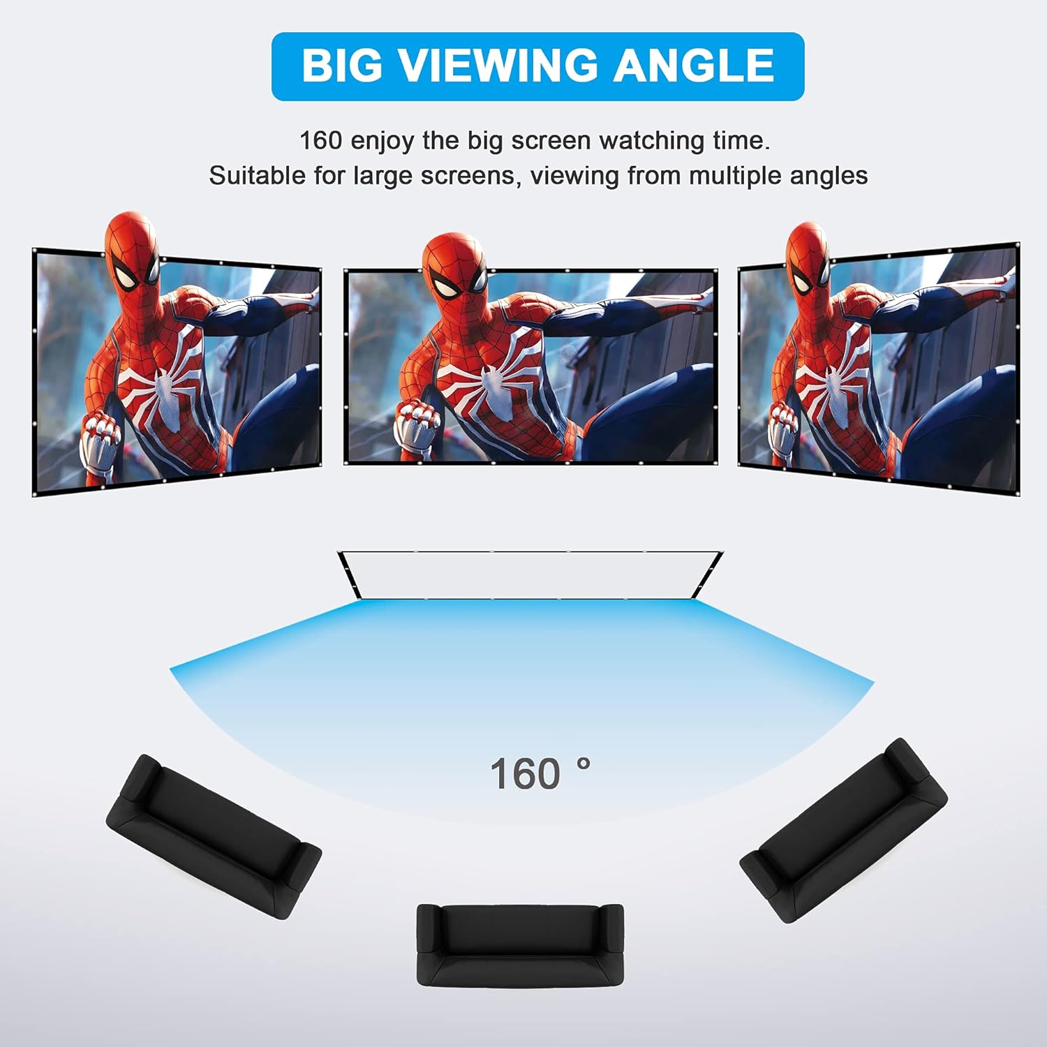 Buy 120 inch Projection Screen, FANGOR 4K Video Projector Screen Full ...