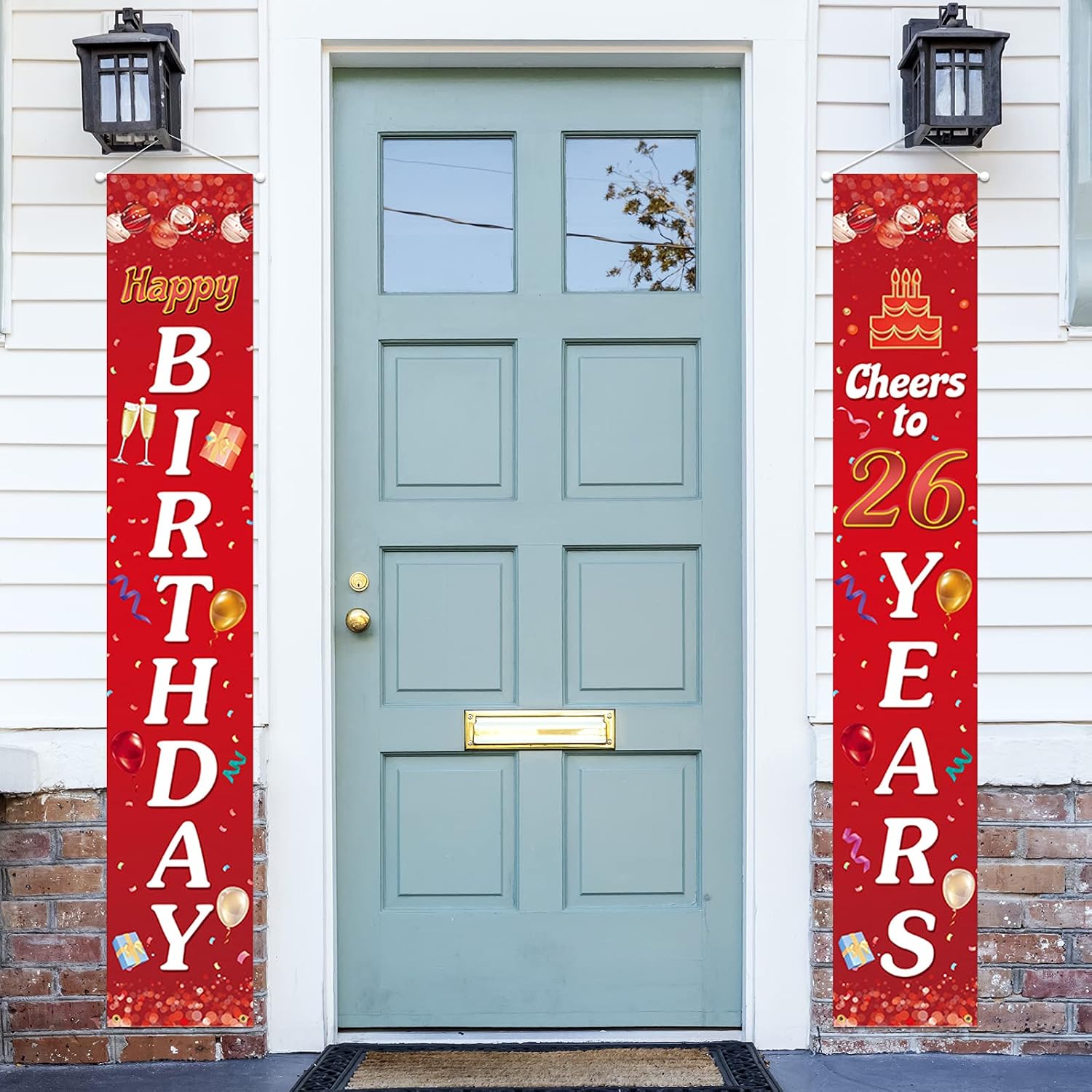 Amazon.com: Happy 26th Birthday Porch Sign Door Banner Decor Red ...