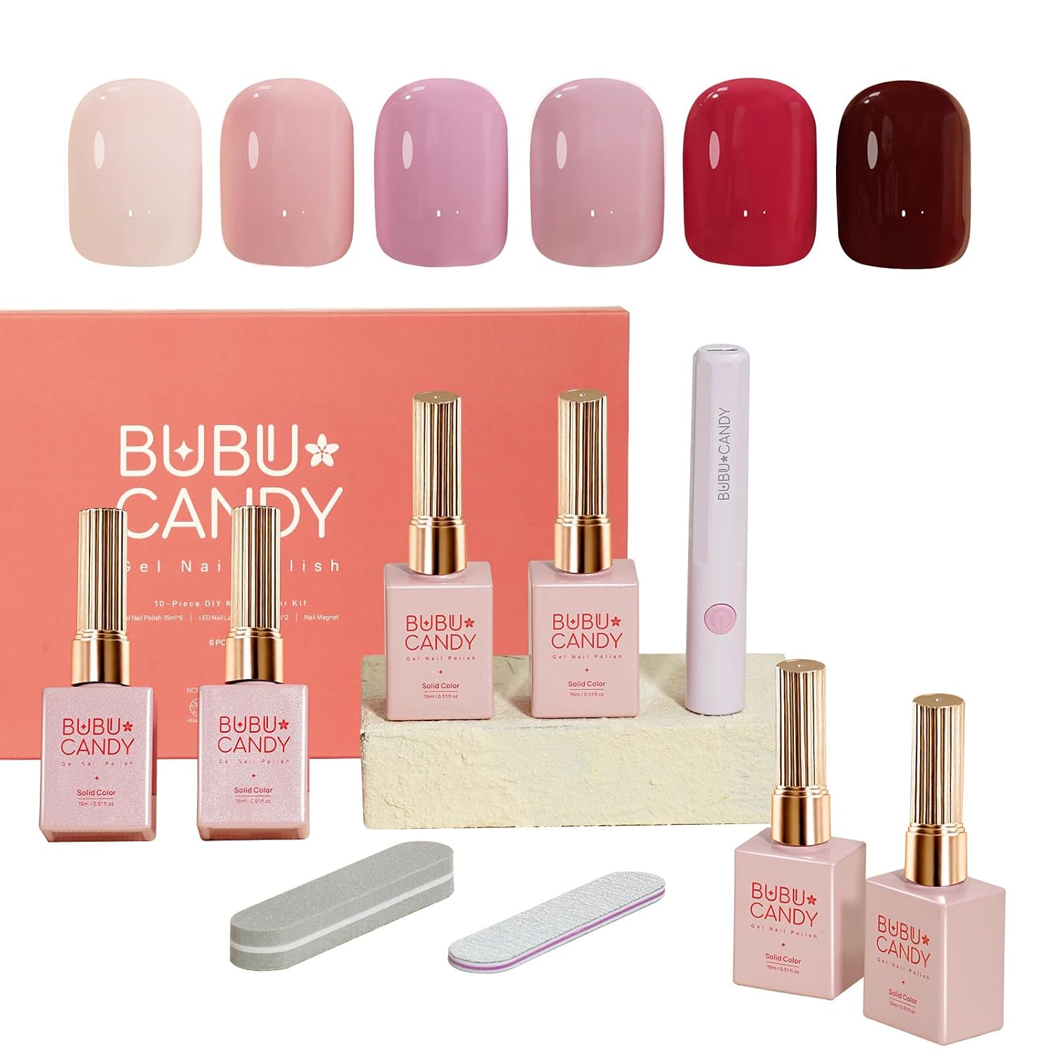 Amazon.com: BUBU CANDY Gel Nail Polish Set Rose Coast 6 Pcs 15ml-with ...