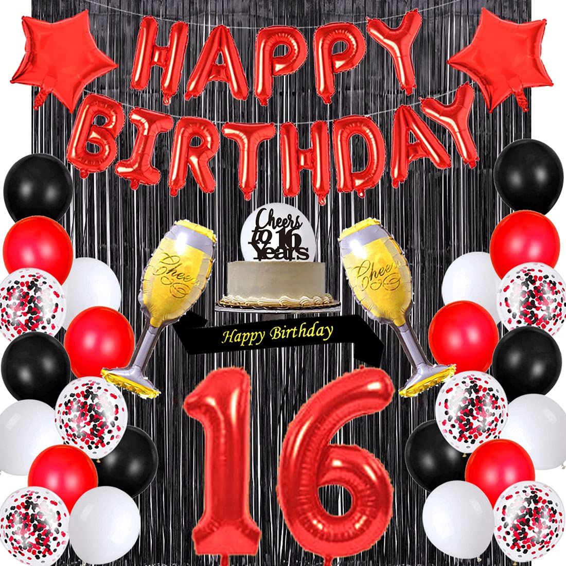 Buy Santonila Red 16th Birthday Decorations Happy Birthday Banner Sash buy-santonila-red-16th-birthday-decorations-happy-birthday-banner-sash