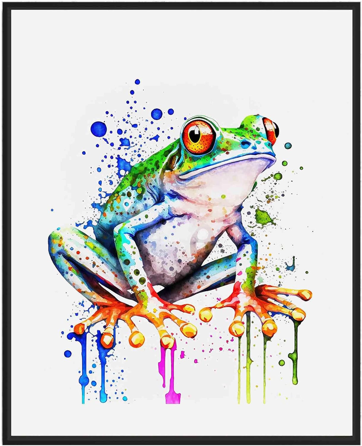 Amazon.com: Green Frog Art Print Poster, Abstract Watercolor Animal Wall Art Prints, WIldlife ...