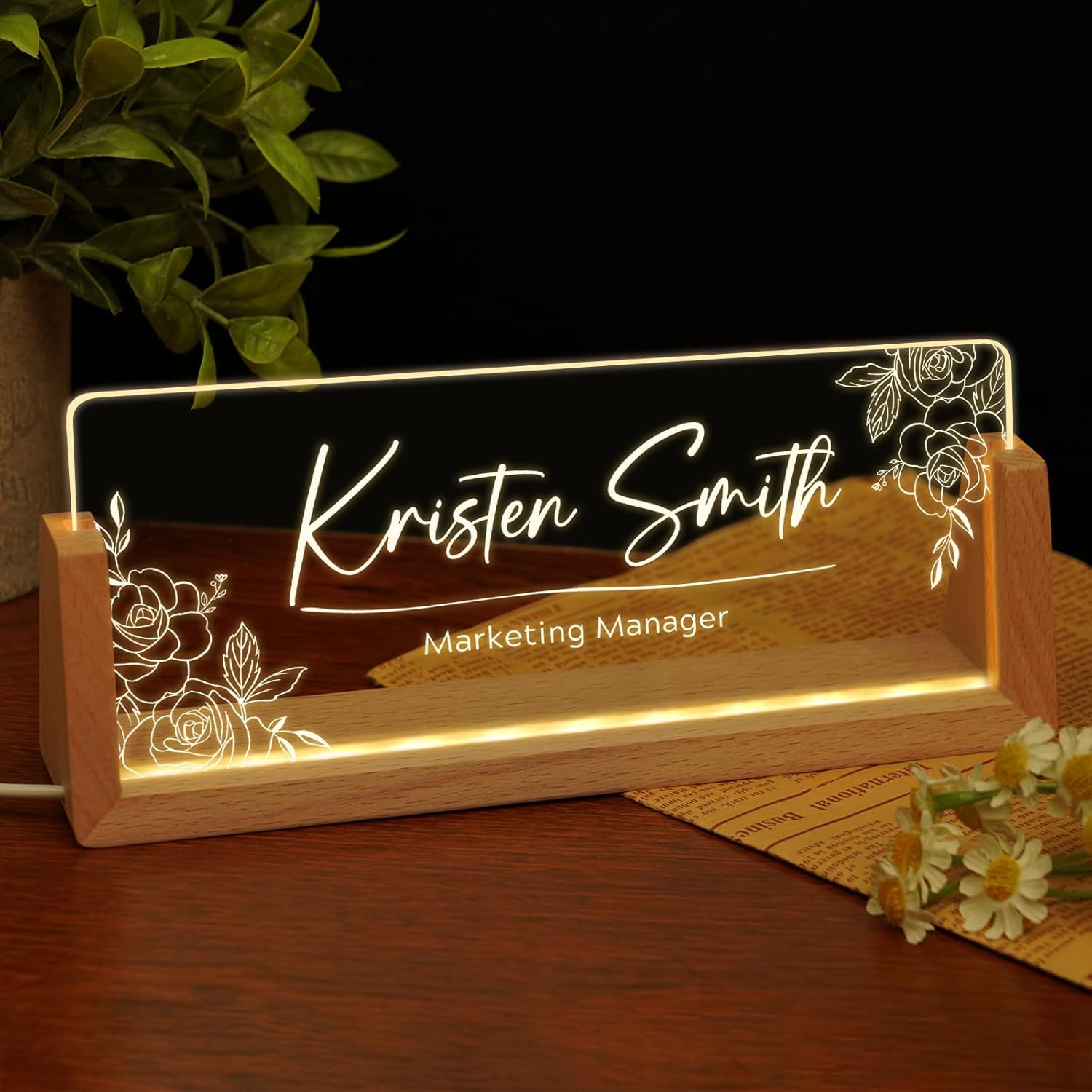 Amazon.com: Custom Name Plate for Desk, Personalized Light Up Acrylic ...