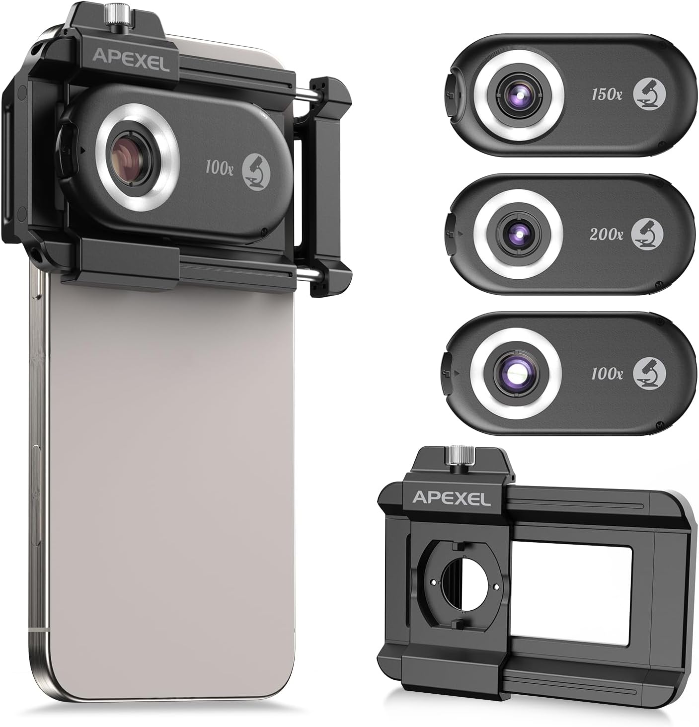 Amazon.com: APEXEL 3-in-1 Phone Microscope Lens, 100X/150X/200X Nano ...