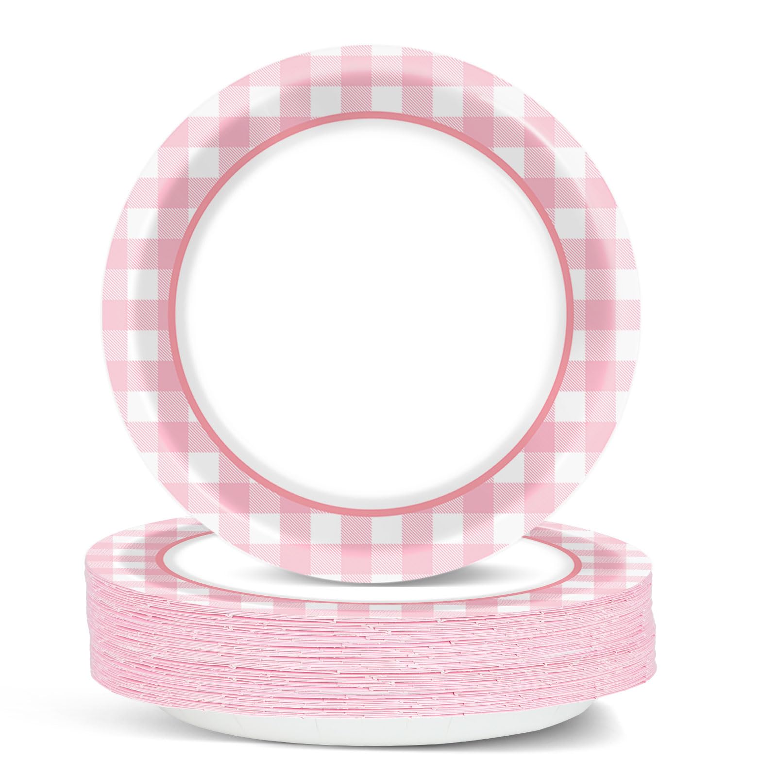 Amazon.com: ZOiiWA 48 Pcs Picnic Party Plates Pink And White Checkered ...