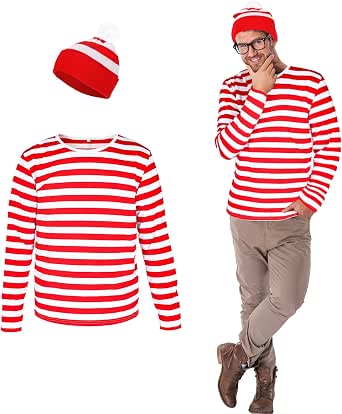 Amazon.com: Haysandy Adult Men Halloween Costume Set Red and White ...