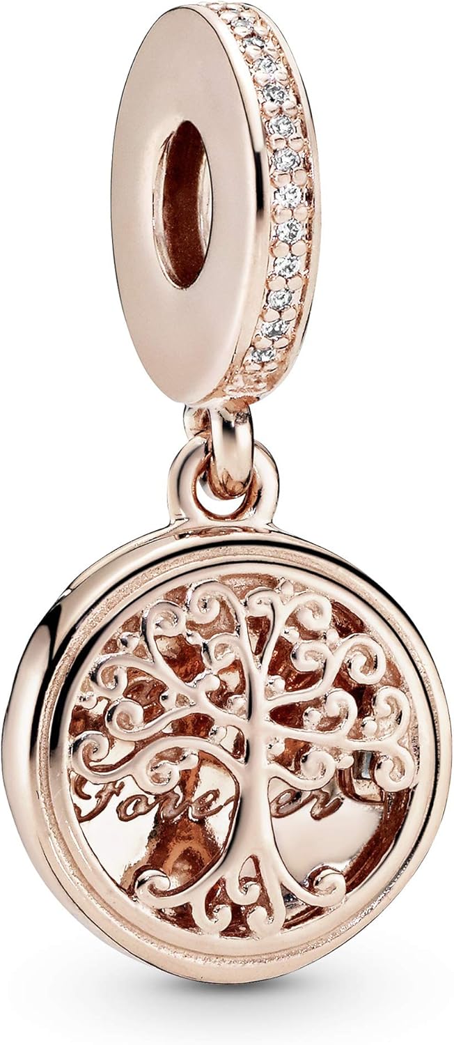 Amazon.com: Pandora Jewelry Family Roots Cubic Zirconia Charm in Rose ...
